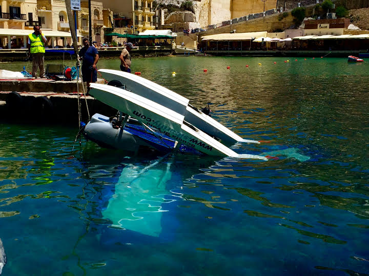 Photographs: Delicate operation to salvage light aircraft from Xlendi ...