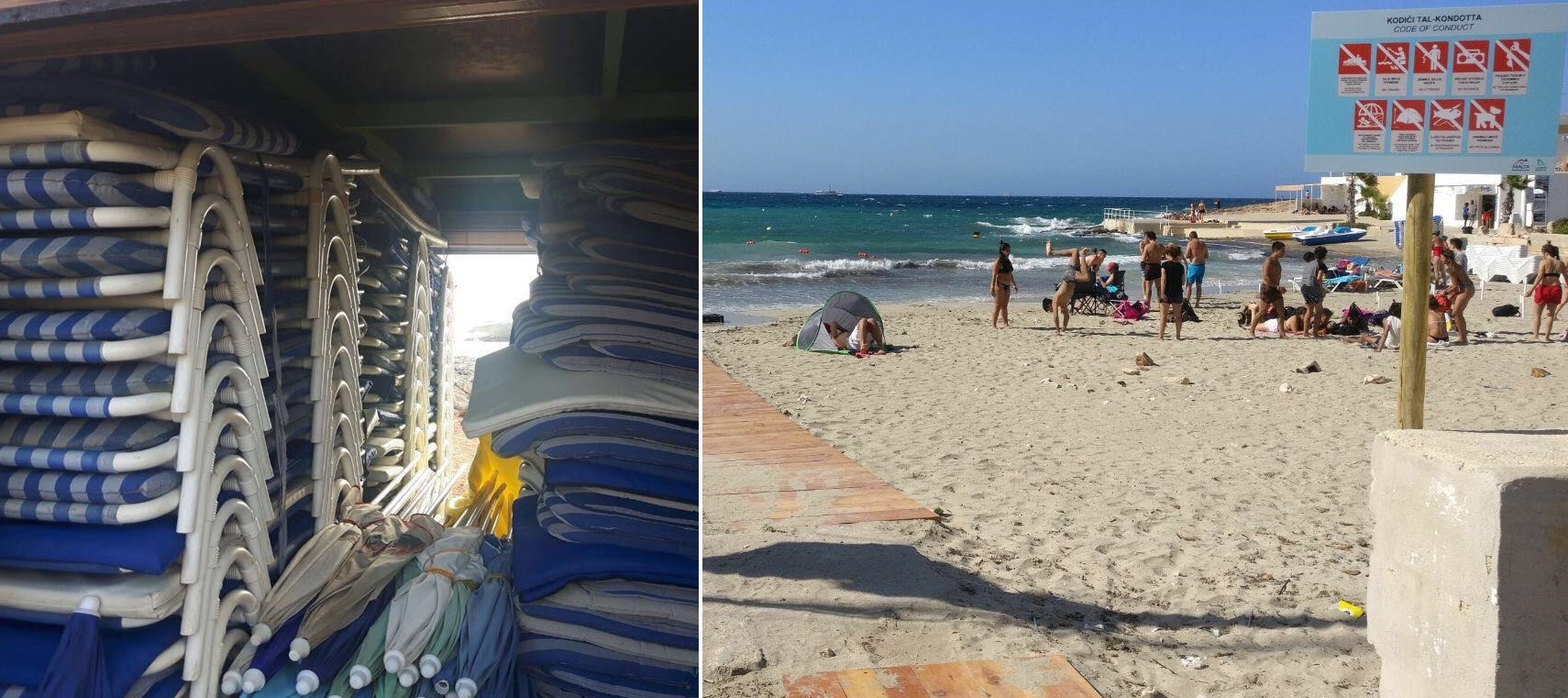 At Fra Ben this morning: umbrellas put aside, bay 'empty' - TVMnews.mt