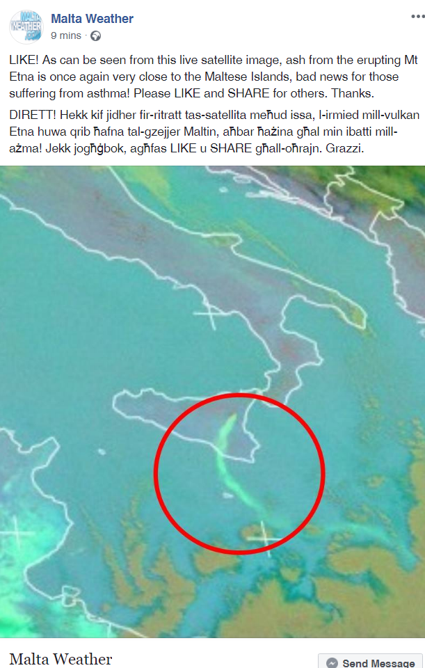 Ash from the Etna eruption is moving towards Malta - asthma sufferers ...