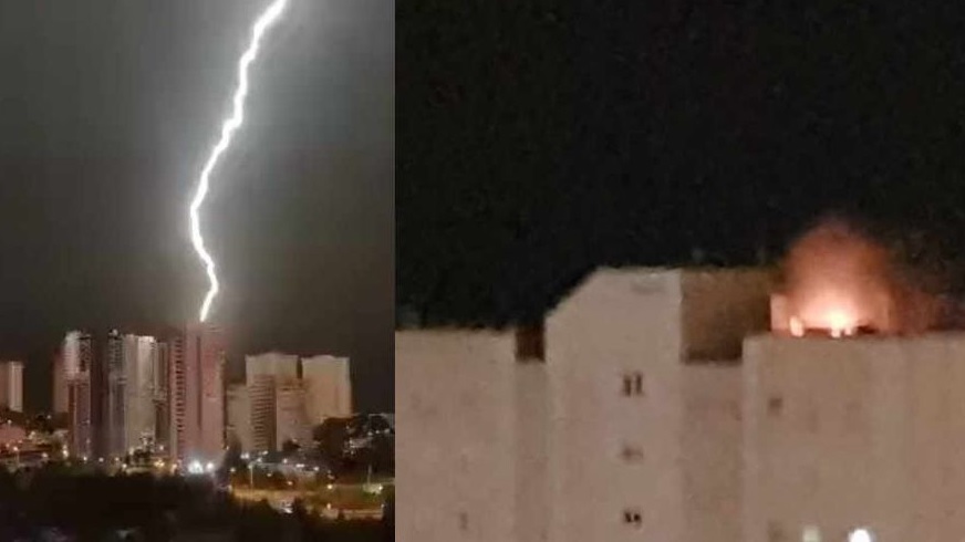 Video: Fire in skyscraper after lightning struck tower top in Spain ...