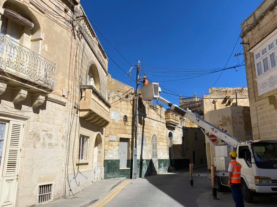 Electricity cables removed from building facades at Mqabba square ...