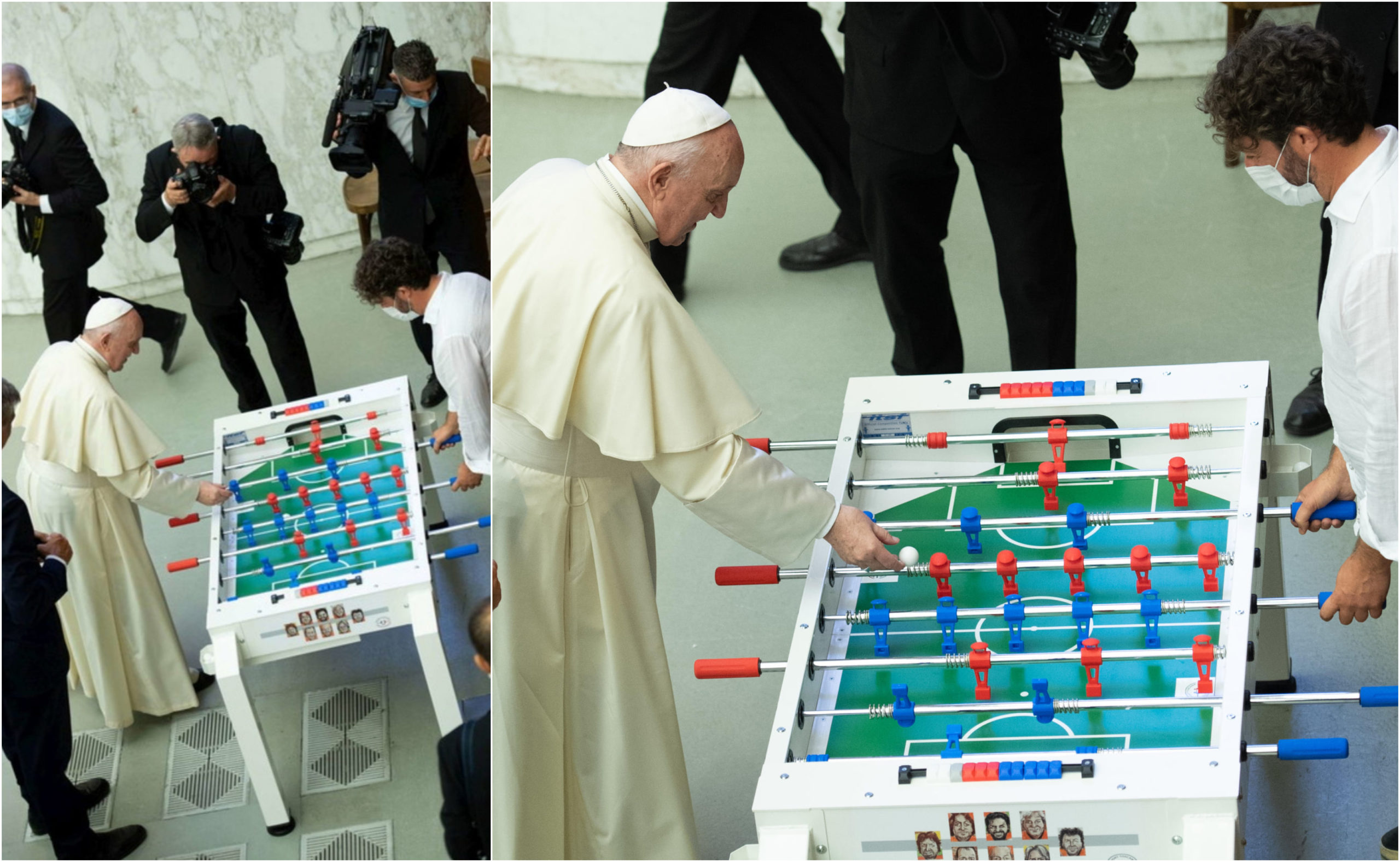 Pope plays table soccer as he continues to recover from his operation ...