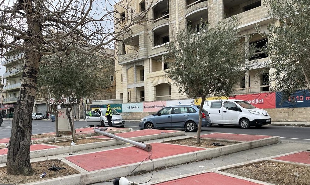 No one injured in Msida crash in which light pole was hit and torn out ...