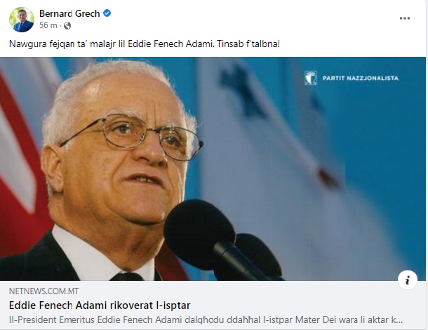 UPDATED: Eddie Fenech Adami in a stable condition - TVMnews.mt