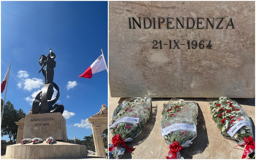 Salute to Independent Malta with flowers at the Floriana monument ...
