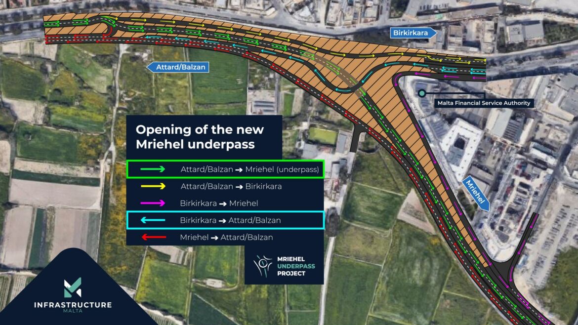 Mrieħel Underpass tunnel to open tomorrow - TVMnews.mt