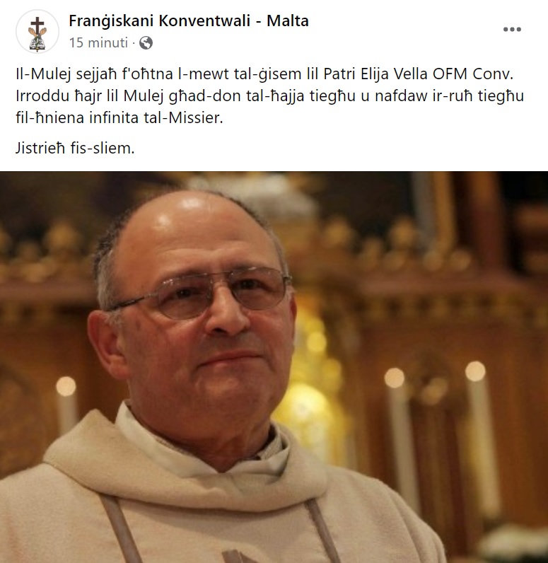 Exorcist Fr Elija Vella passes away - TVMnews.mt