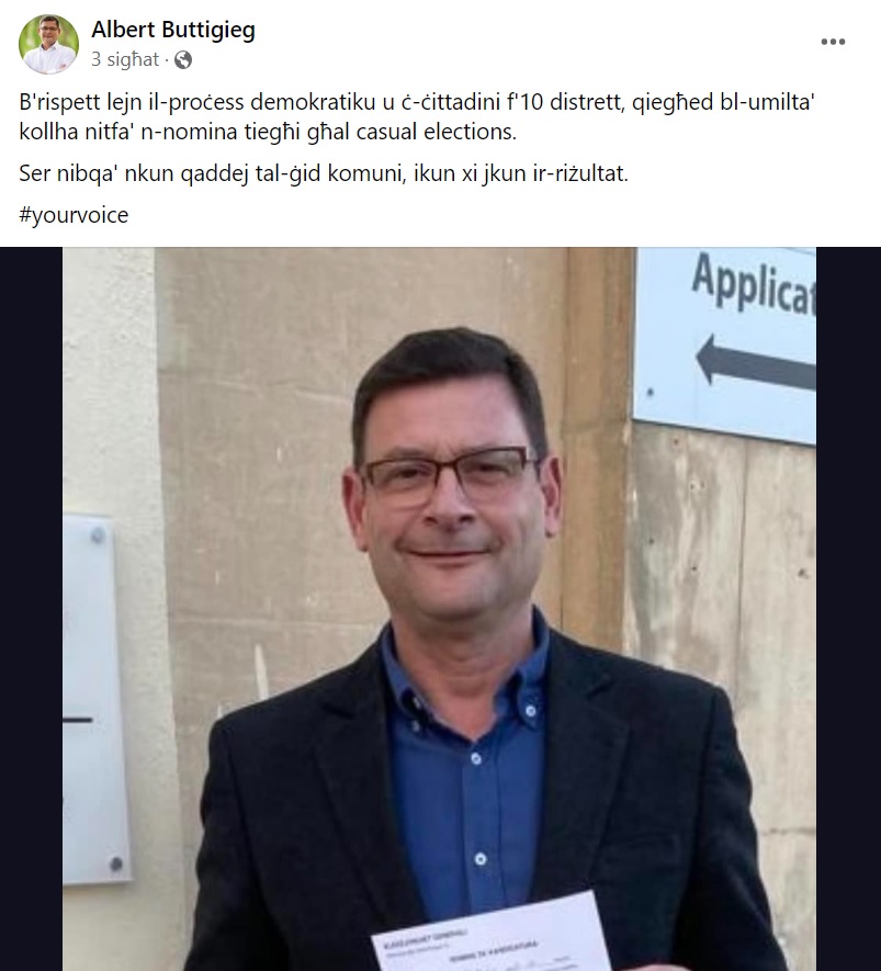Is-Sindku ta' San Ġiljan jitfa' n-nomina għal post fil-Parlament flok ...