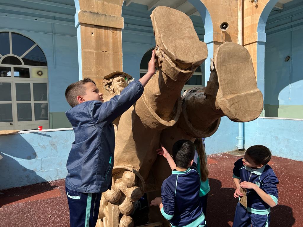 Zejtun primary school students work on a sizeable carnival float ...