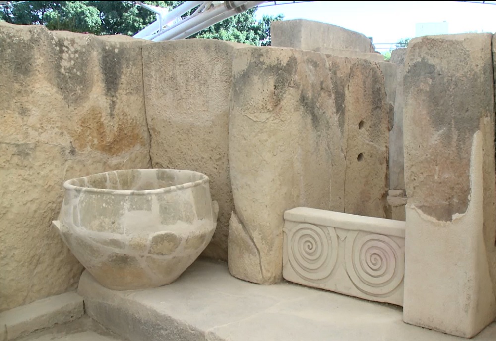 100 year old relic which was found at Tarxien temples is being restored ...