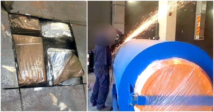 EXCLUSIVE FOOTAGE: Cutting up of metal parts to bring out the drugs at ...