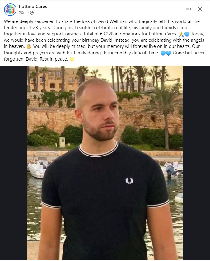 Il-familja u ħbieb ta' David Wellman jiġbru €3,228 għal Puttinu Cares ...