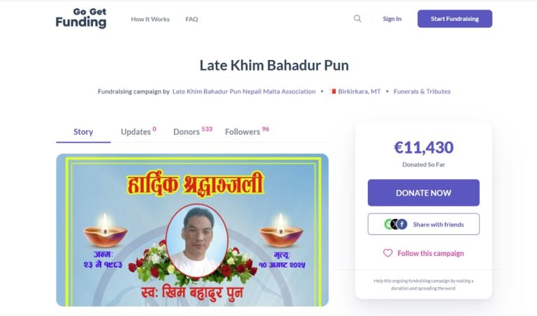 €11,000 collected so that Khim Bahadur Pun's body can be repatriated ...