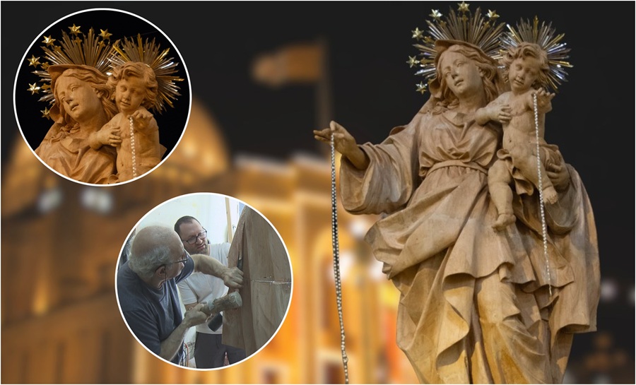 New wooden statue of Our Lady of the Rosary for St Sebastian church in ...