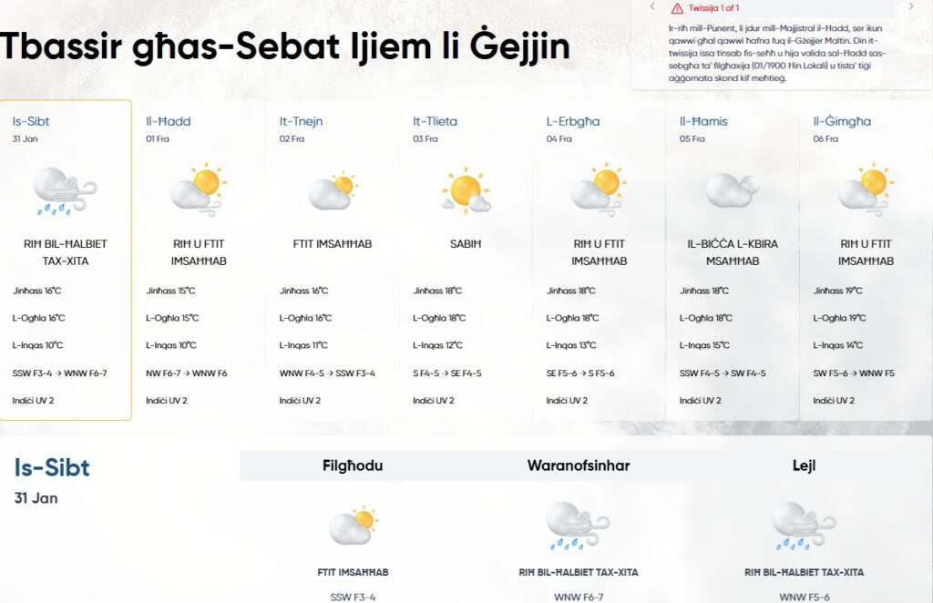 Strong wind warning - TVMnews.mt