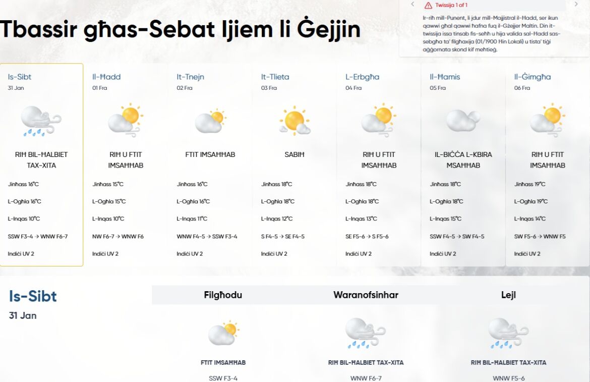 Strong wind warning - TVMnews.mt
